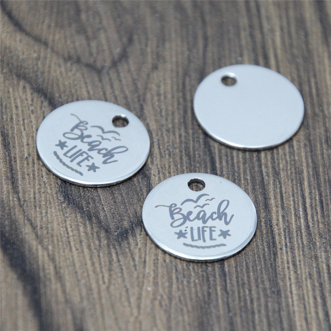 10pcs/lot Beach Charm Beach Life Stainless Steel Message Charm Pendant ...