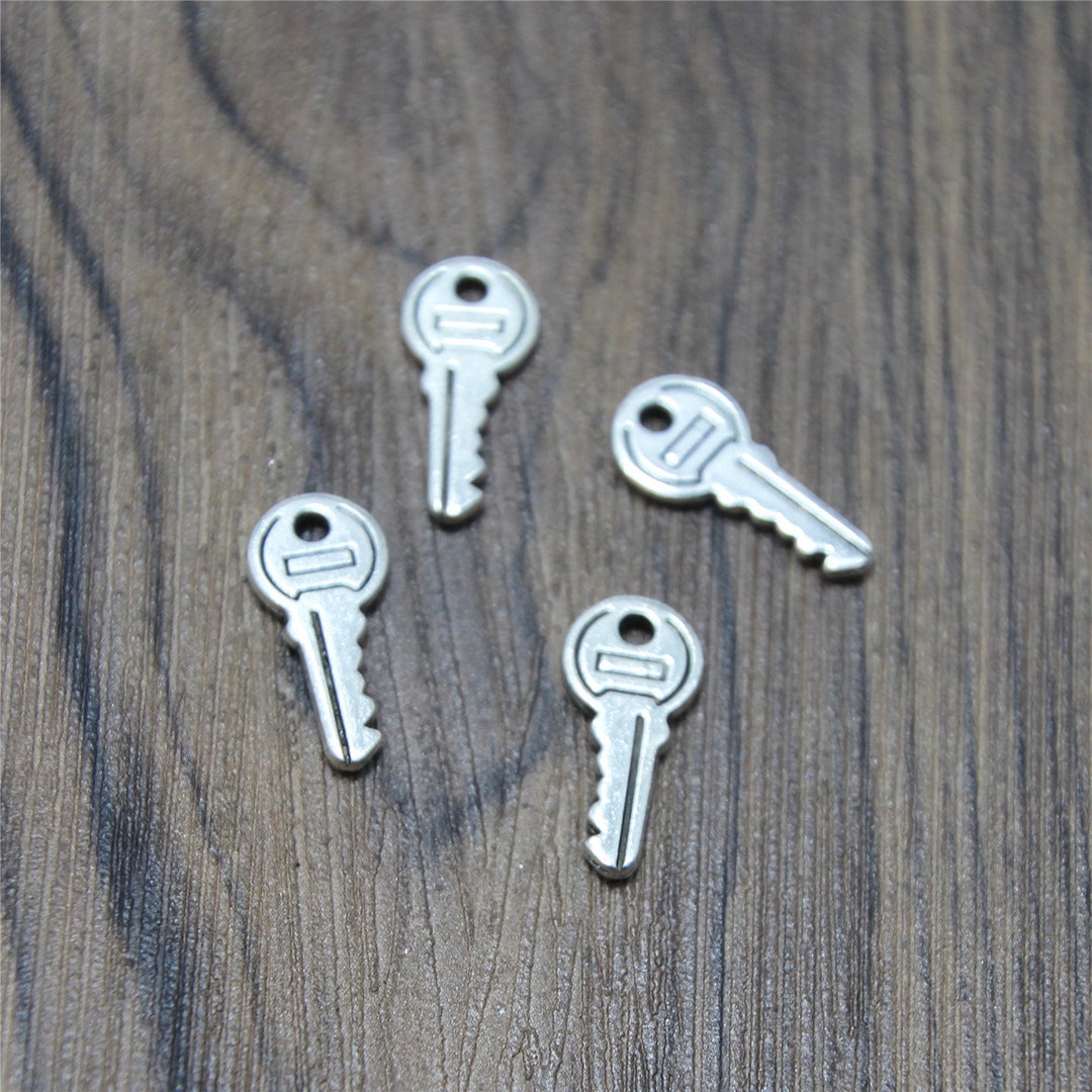 30 Silver Tone Mini Key Charms: Zinc Alloy Pendants (19x9mm) - Etsy Canada