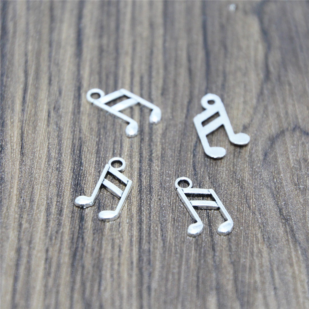 60pcs Music Note Charms Silver Tone Treble Clef Charm Pendants Musical ...