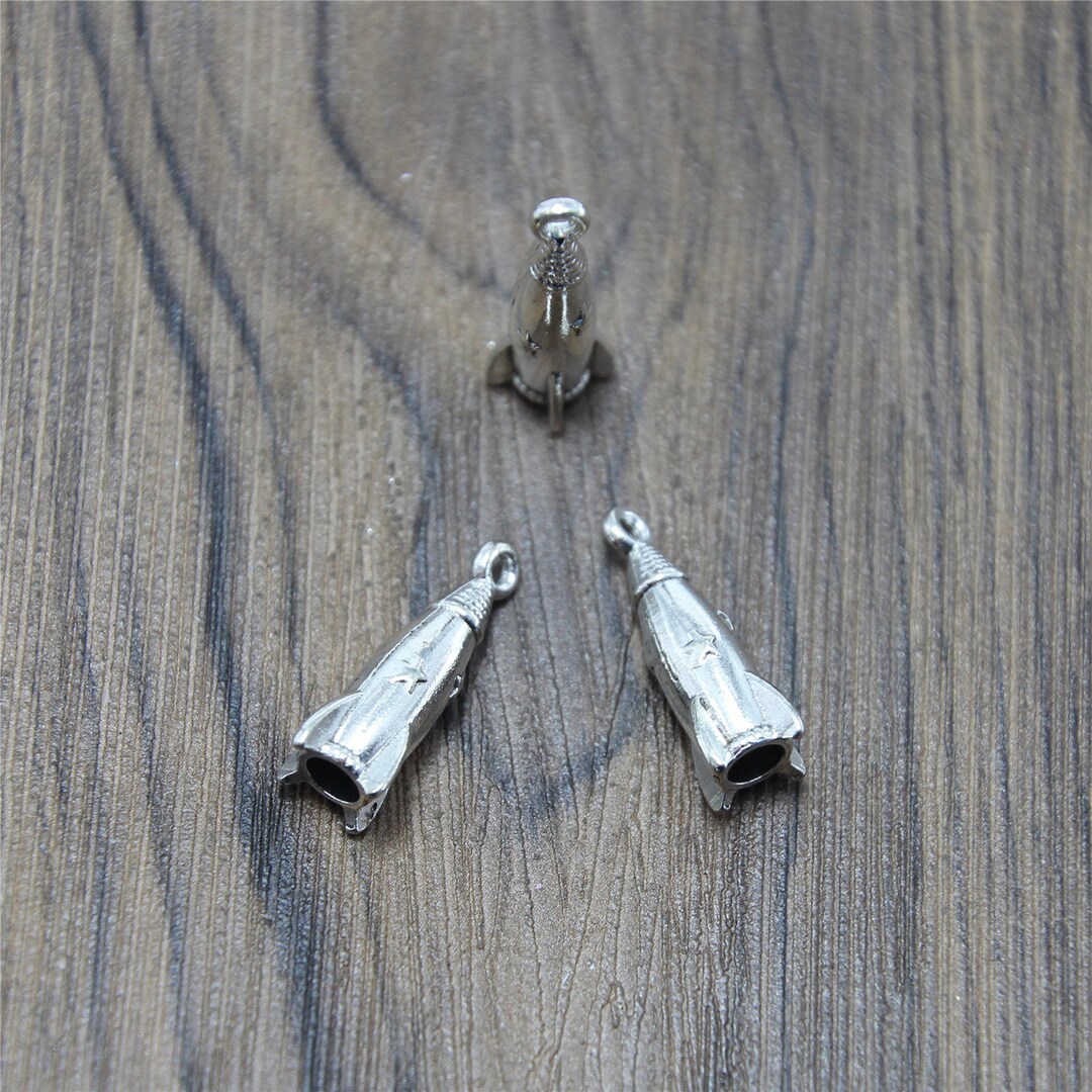 10pcs Rocket Ship Charms Antique Tibetan Silver 3D Rocket Ship Charm ...