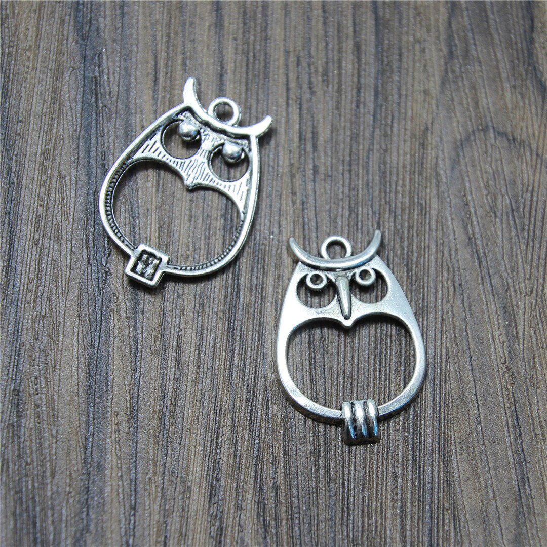 15pcs Owl Charms Cute Silver Tone Owl Charms Pendants 24x34mm - Etsy