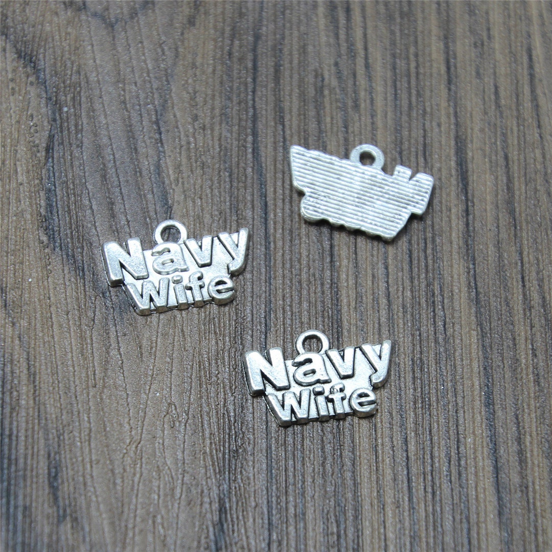 10pcs Navy Wife Charms Antique Silver Navy Wife Charm Pendant 20x5mm ...