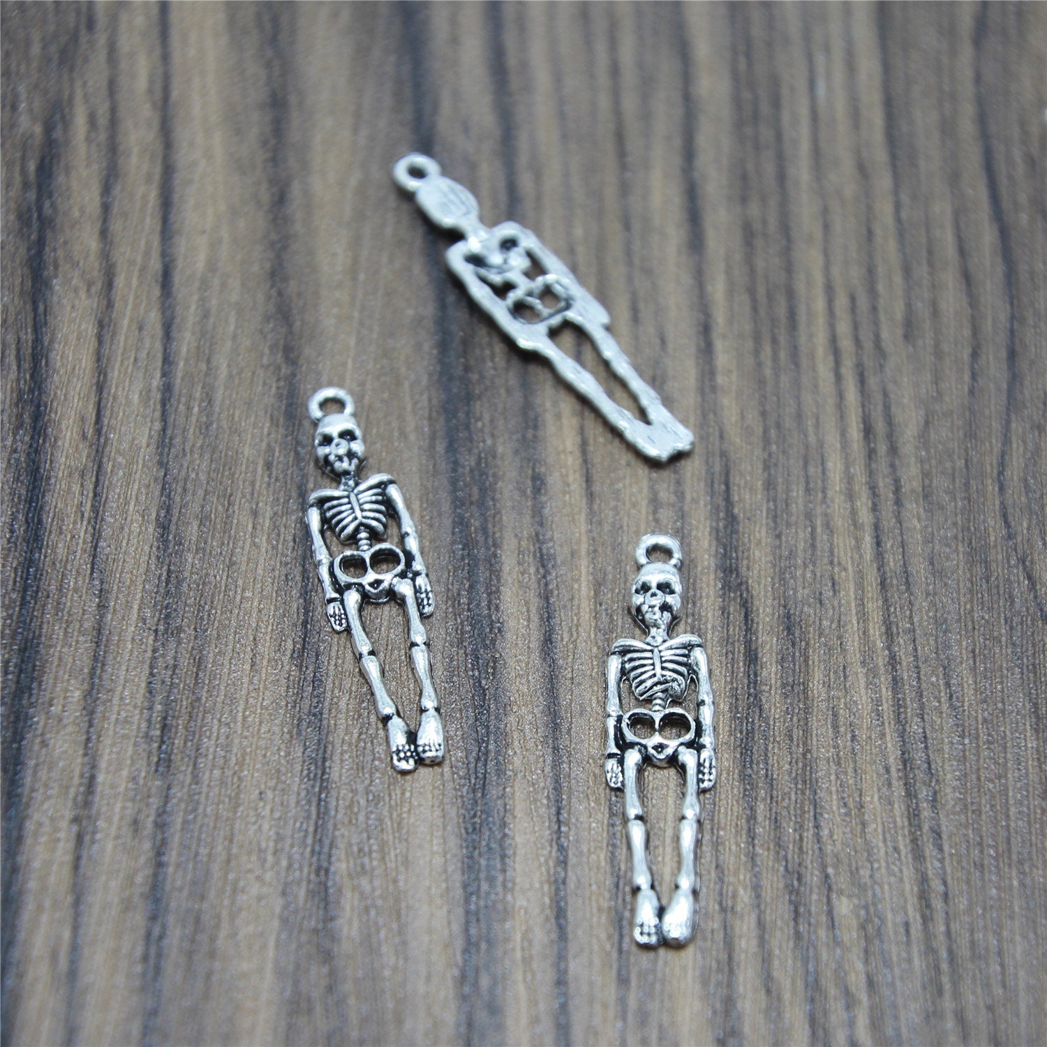 25pcs Skeleton Charms Silver Tone Skeleton Hanging on Rope | Etsy