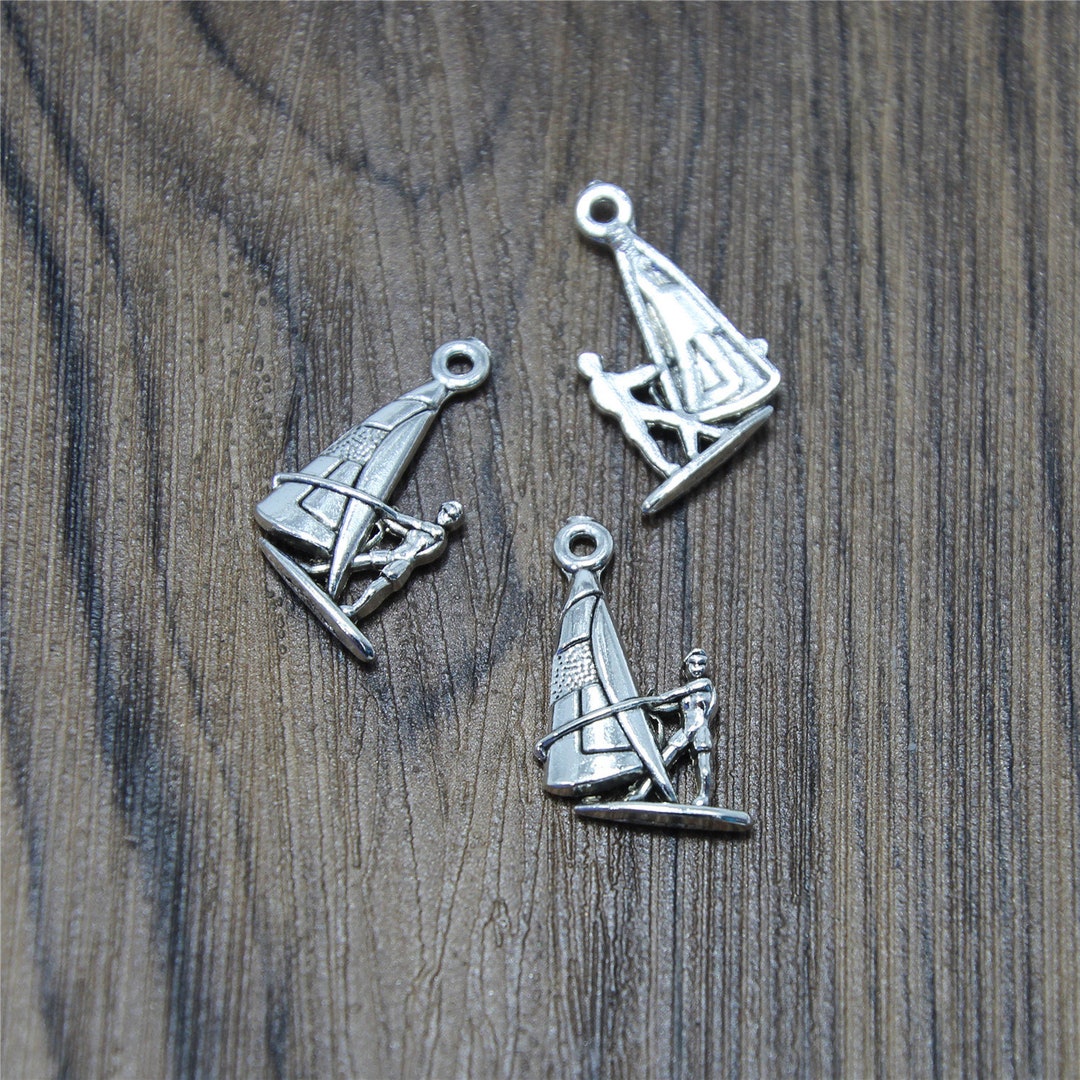 25pcs Wind Surfing Charms Antique Tibetan Silver Water Sports Charm ...