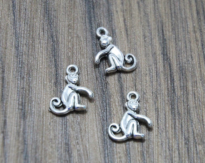 Monkey Necklace, Monkey Charm, Monkey Jewelry, Geometric Monkey ...