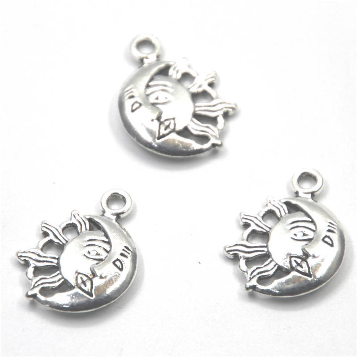 7pcs Moon and Sun Charm Silver Tone Moon Face and Sun Face - Etsy