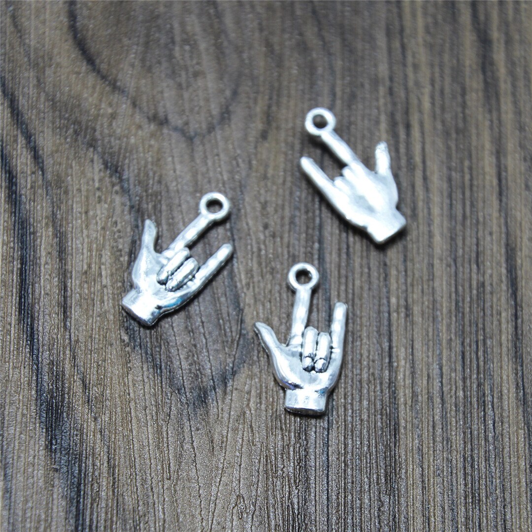 20pcs Antique Tibetan Hand Sign Charms Pendants I Love You 2 Sided ...