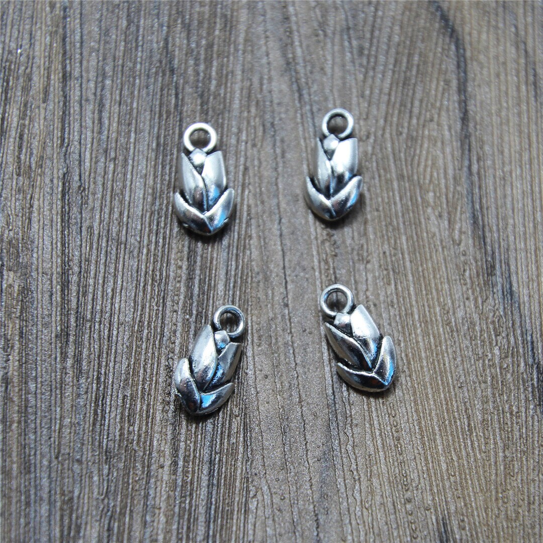 30pcs Tulip Charms Flower Drop Antique Tibetan Silver Tulip Charms ...