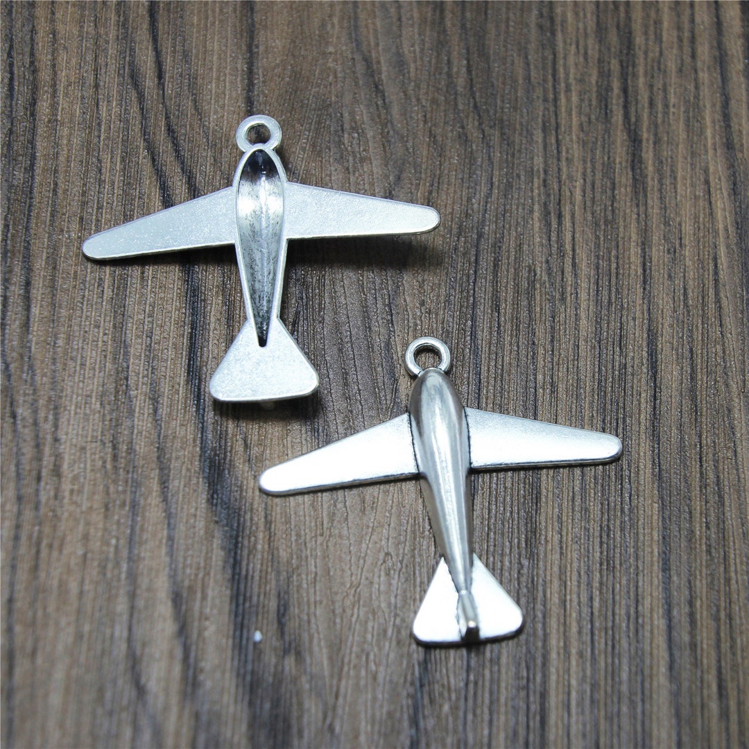 7pcs Airplane Charms Silver Tone 3D Aircraft Plane Charm Pendant ...