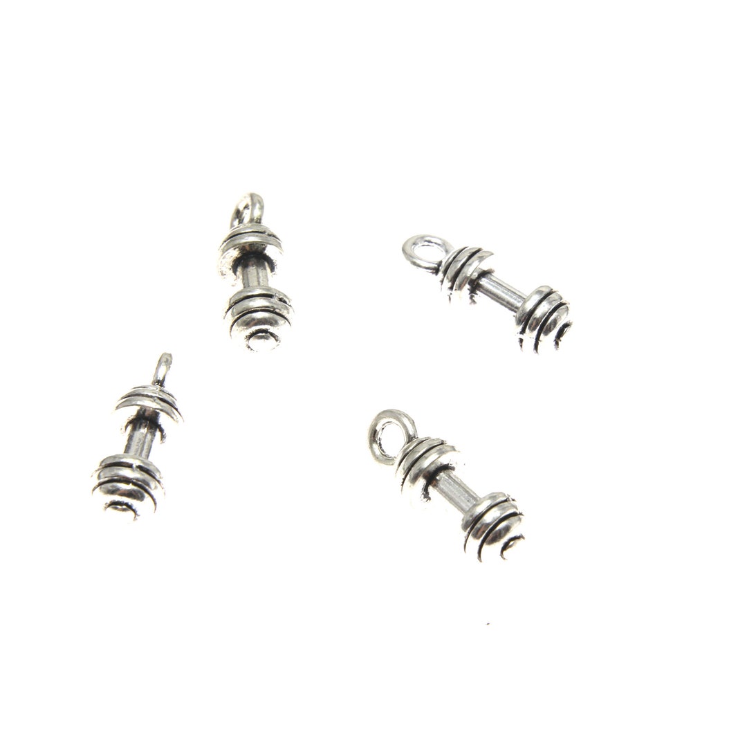 15pcs Dumbbell Charms Antique Silver Tone Dumbbell Charm Pendant 7x20mm ...