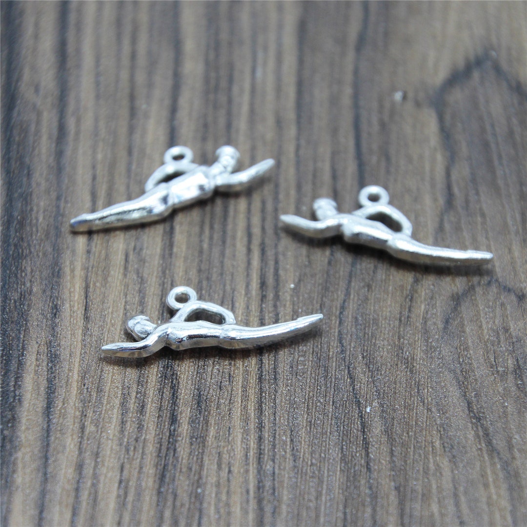 20pcs Swimming Charms Silver Tone 3D Swimmer Charm Pendants Sports ...
