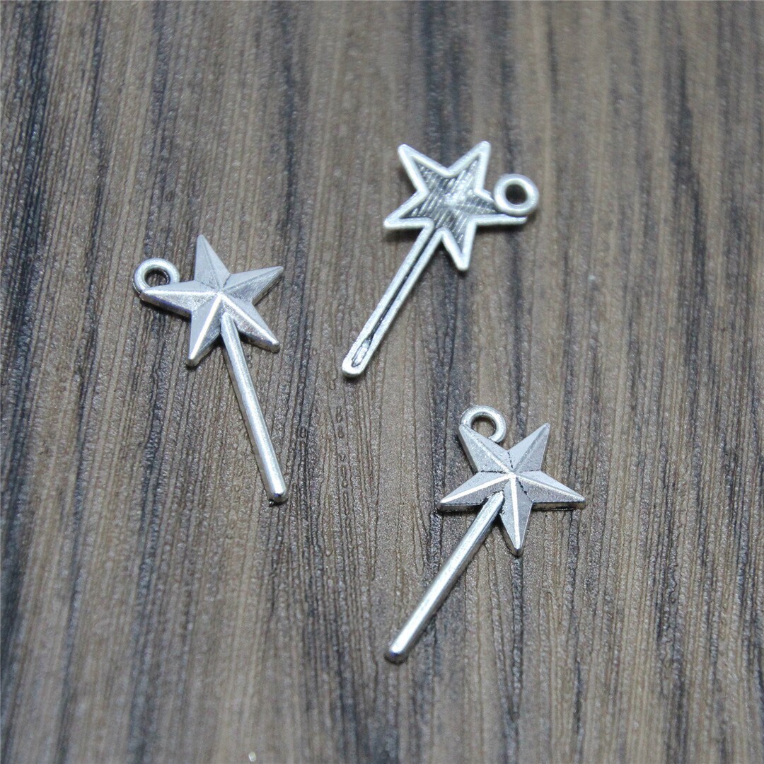 25pcs Magic Wand Charms Silver Tone Magic Wand Charms Pendant 25x13mm ...