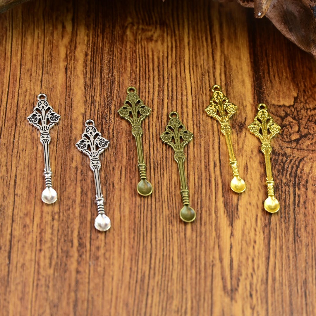 10 Antique Silver Spoon Charms: DIY Jewelry Making (60x15mm) - Etsy