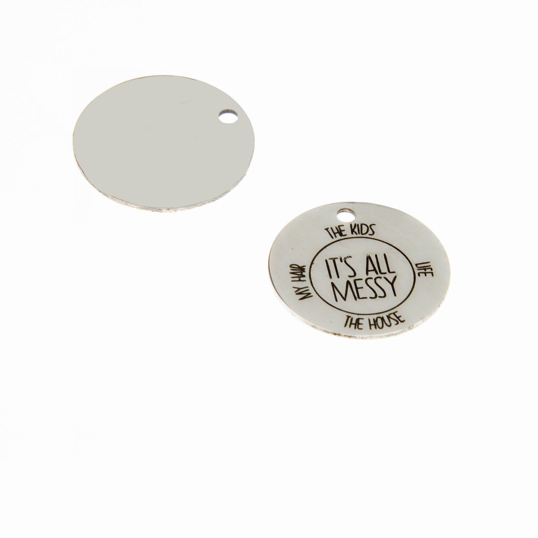 10pcs Stainless Steel Messy Life Disc Pendant Charms - 20mm - Etsy