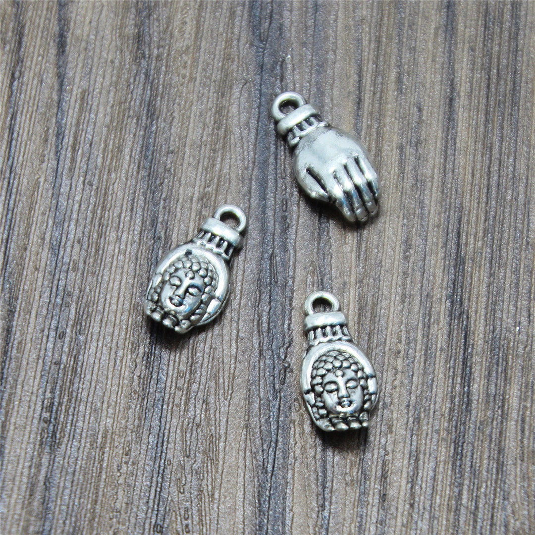 Silver Tone Buddha Hand Charms: Yoga Jewelry Supplies (10pcs) - Etsy