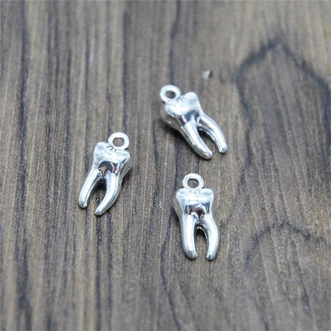 15 Silver Tone Tooth Charms: Zinc Alloy Pendants (5x8x16mm) - Etsy