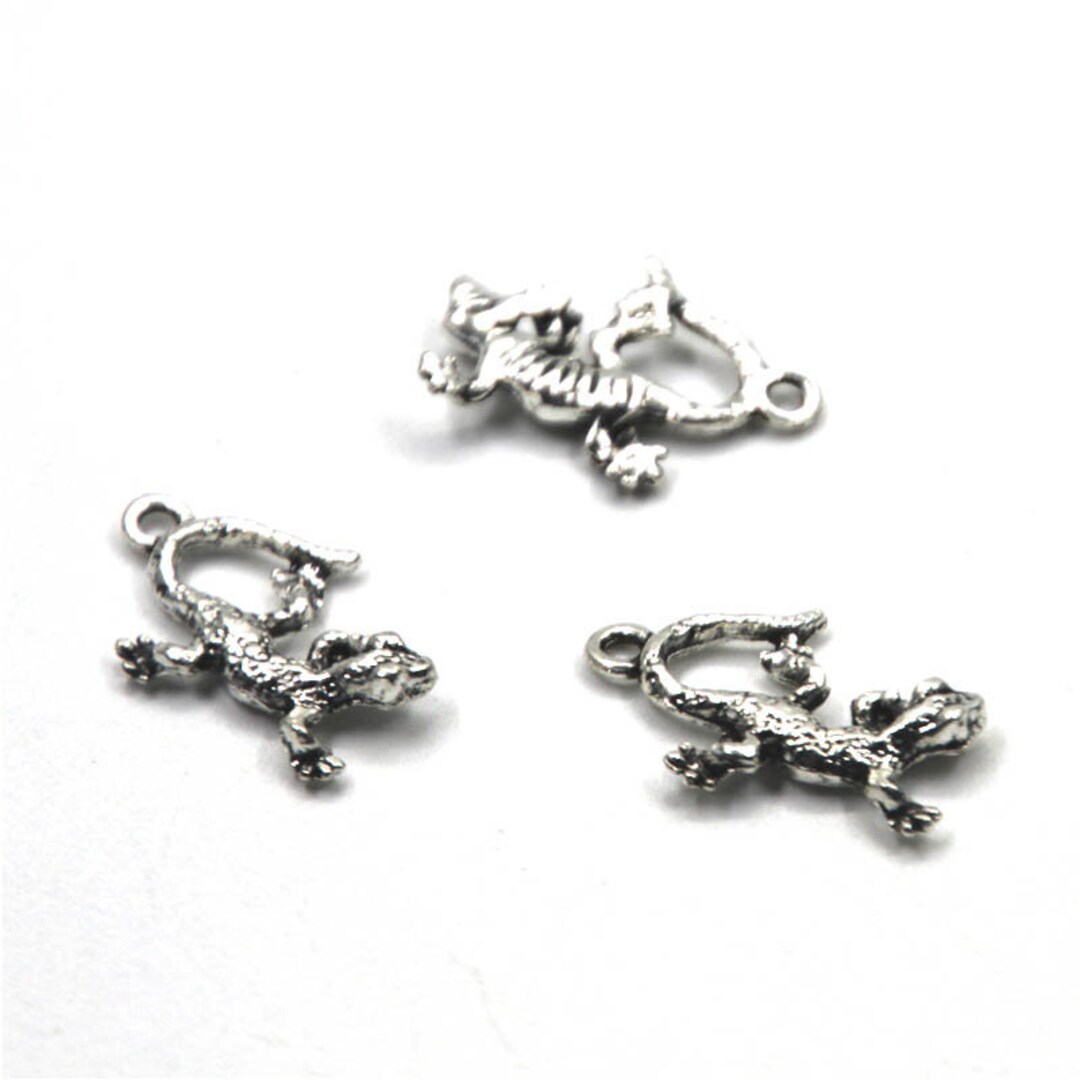 25pcs Gecko Charm Silver Tone Animal Gecko Charms Pendant 14x21x3mm - Etsy