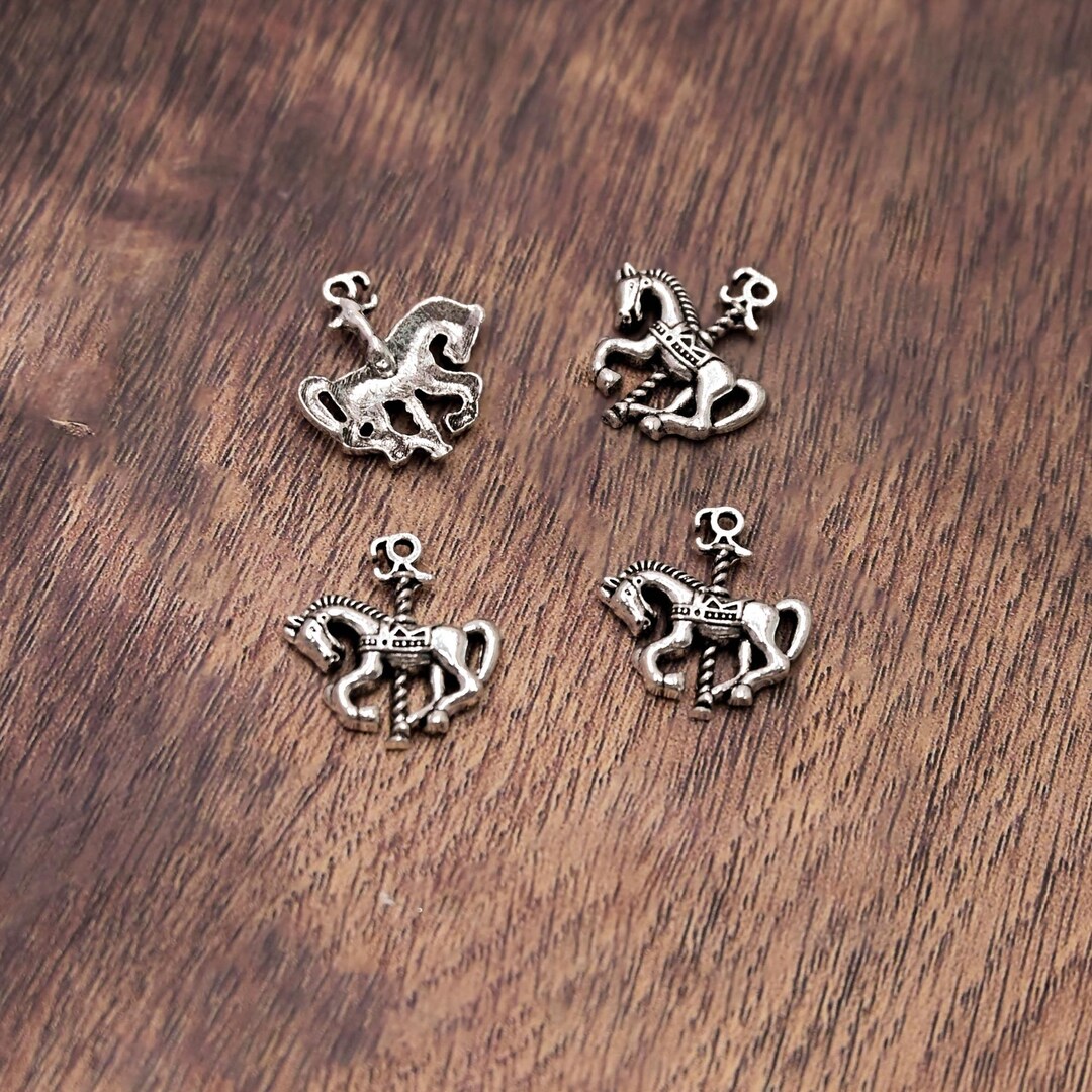 Antique Silver Carousel Horse Charms: Vintage Circus Pendants (15pcs ...