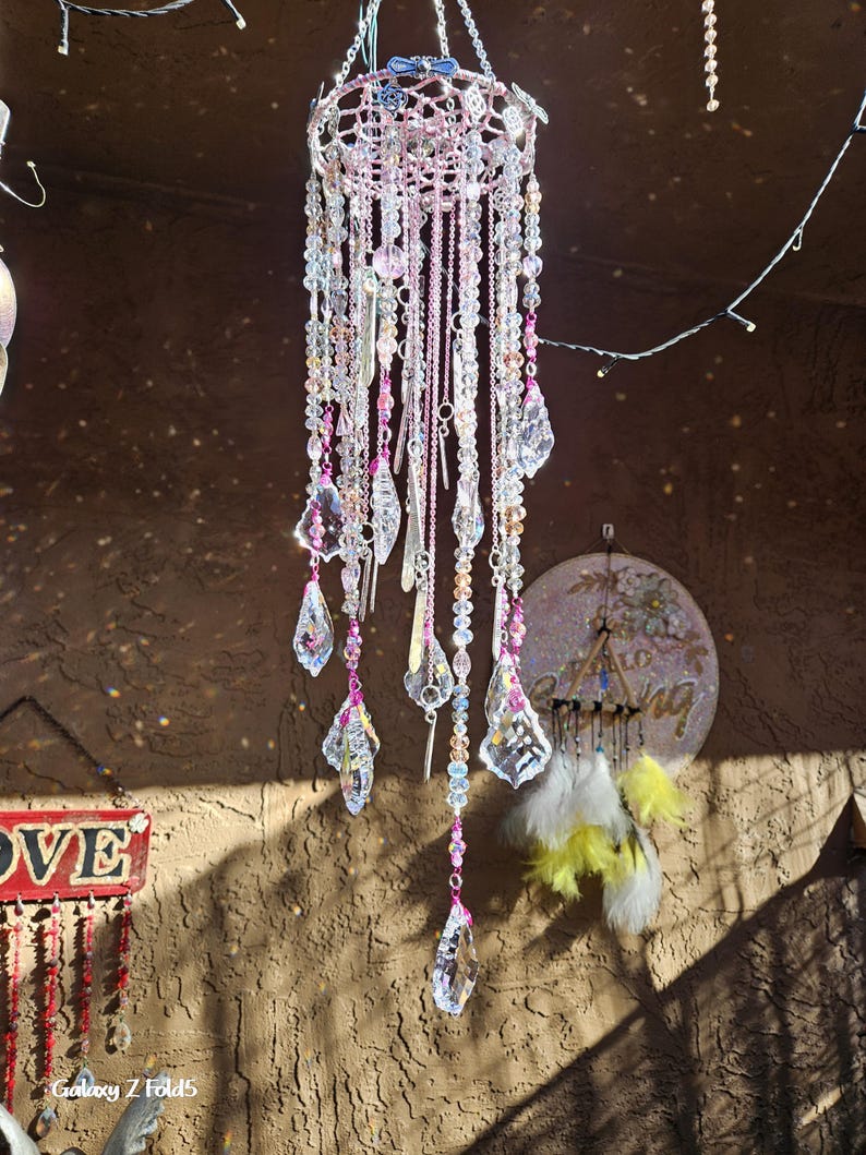 Pretty Little Pink Crystal Wind Chime - Etsy
