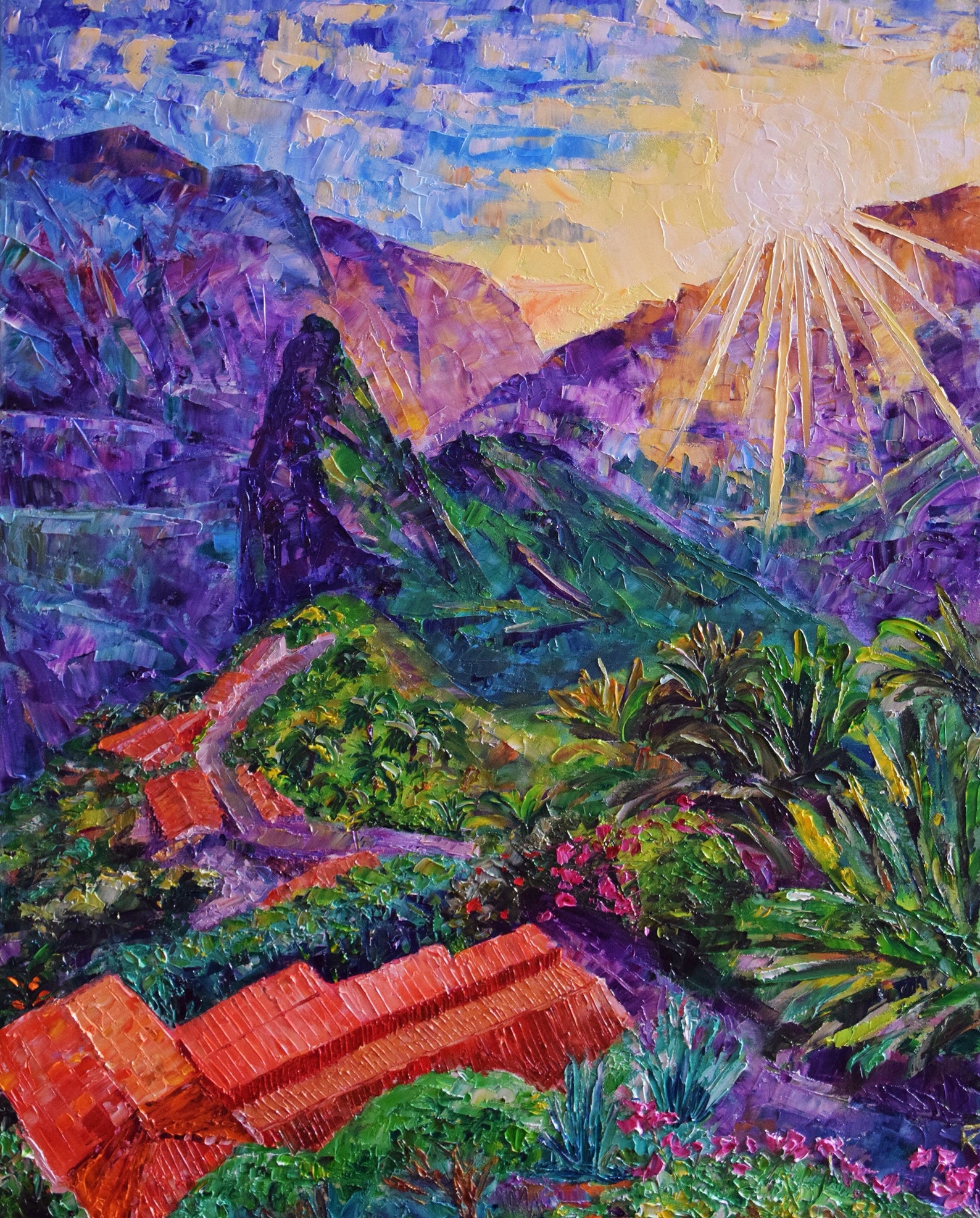Mountain Landscape Wall Art Sunset Mountains Oil Painting - Etsy