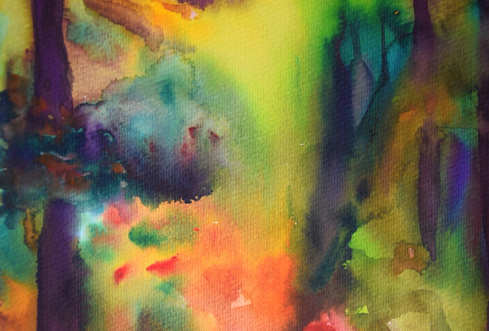 Fall Watercolor Print Abstract Landscape Art Autumn Forest | Etsy