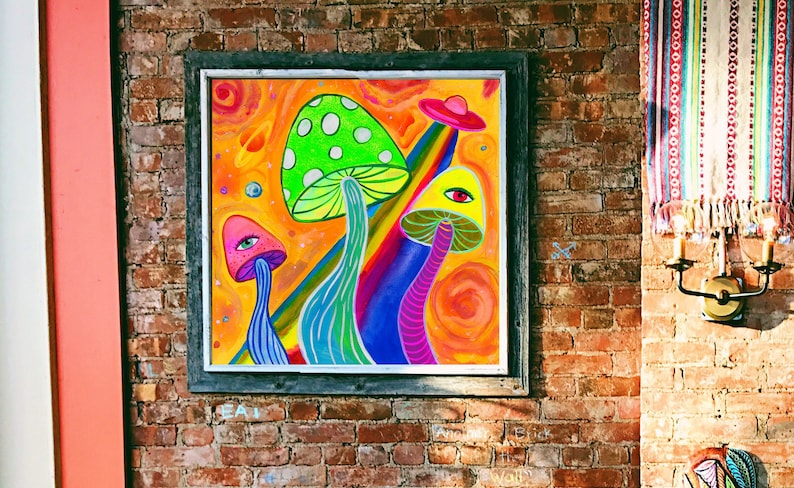 Trippy Draws Poster Trippy Wall Art Mushroom Print - Etsy
