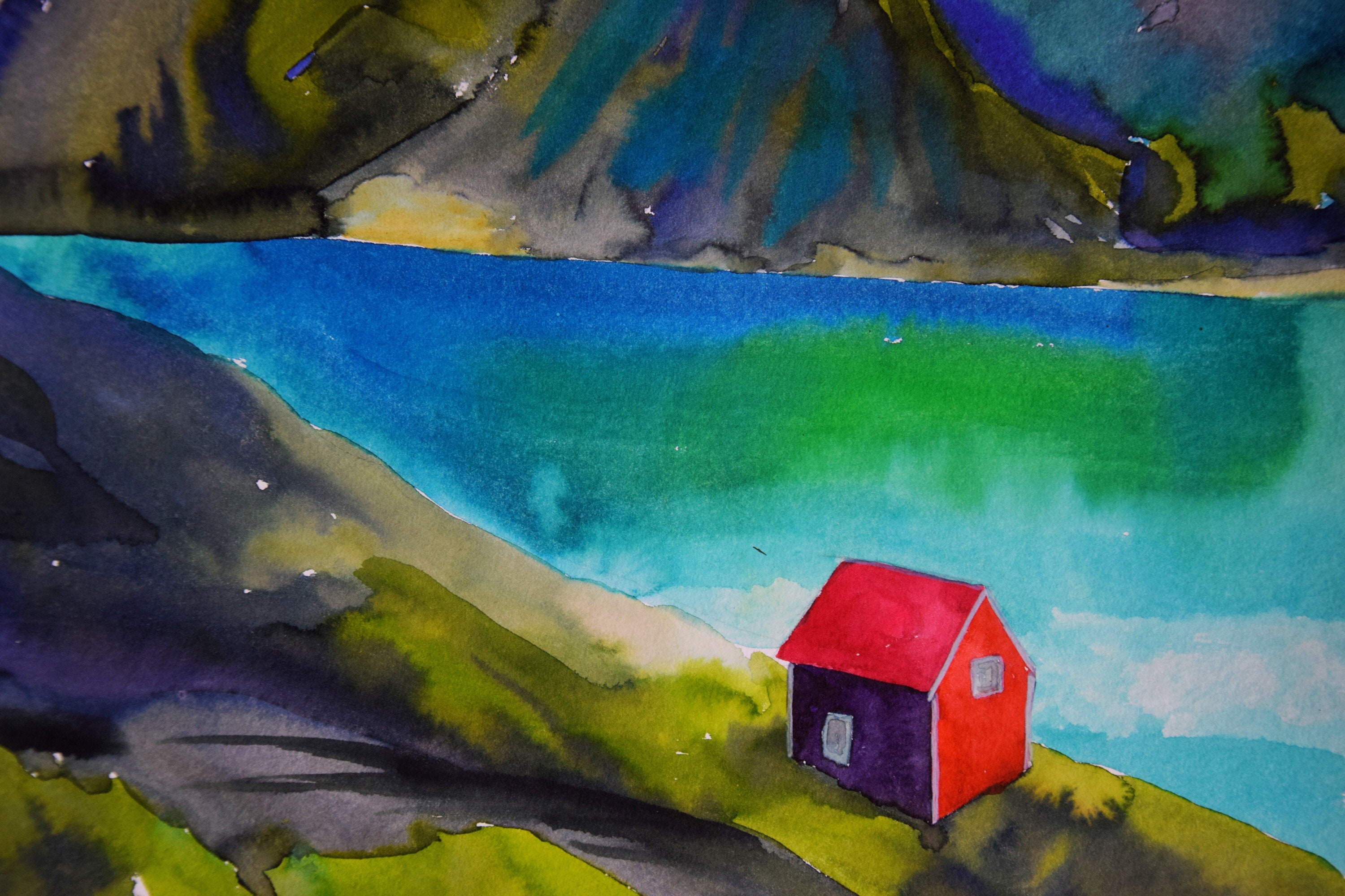 Iceland watercolor painting PRINT Faroe Islands wall art | Etsy