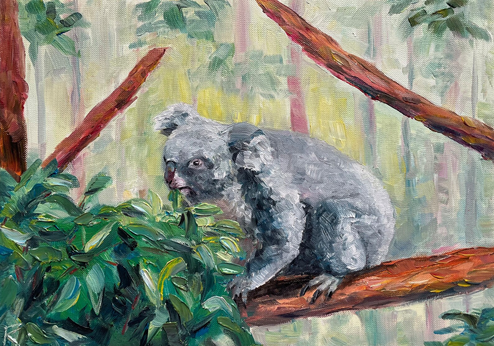 Koala Oil Painting Cute Bear Original Artwork Australia Wall - Etsy