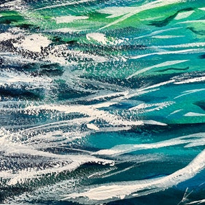Ocean Gouache Painting, Sea Water Original Artwork, Coastal Wall Art by ...