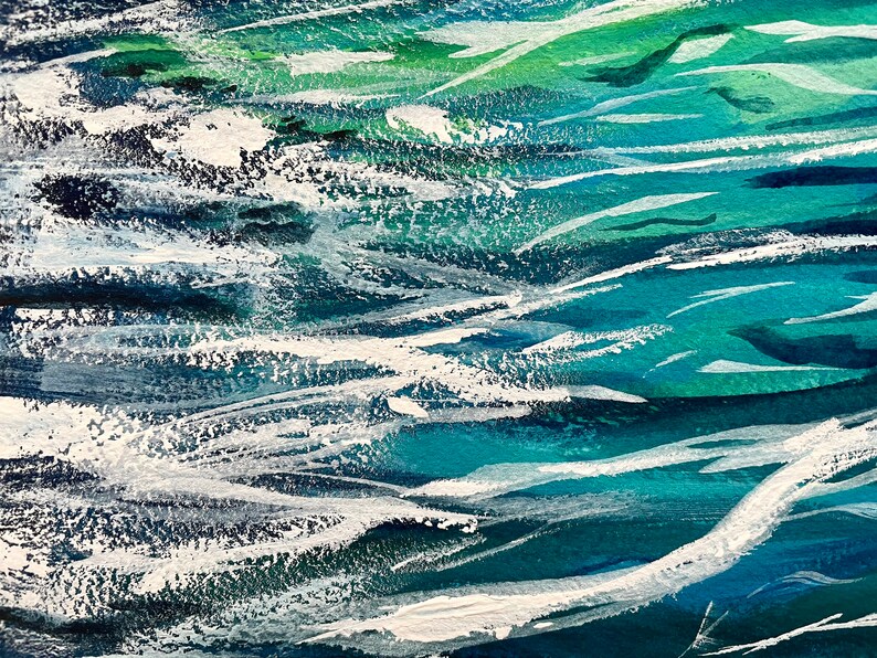 Ocean Gouache Painting Sea Water Original Artwork Coastal - Etsy