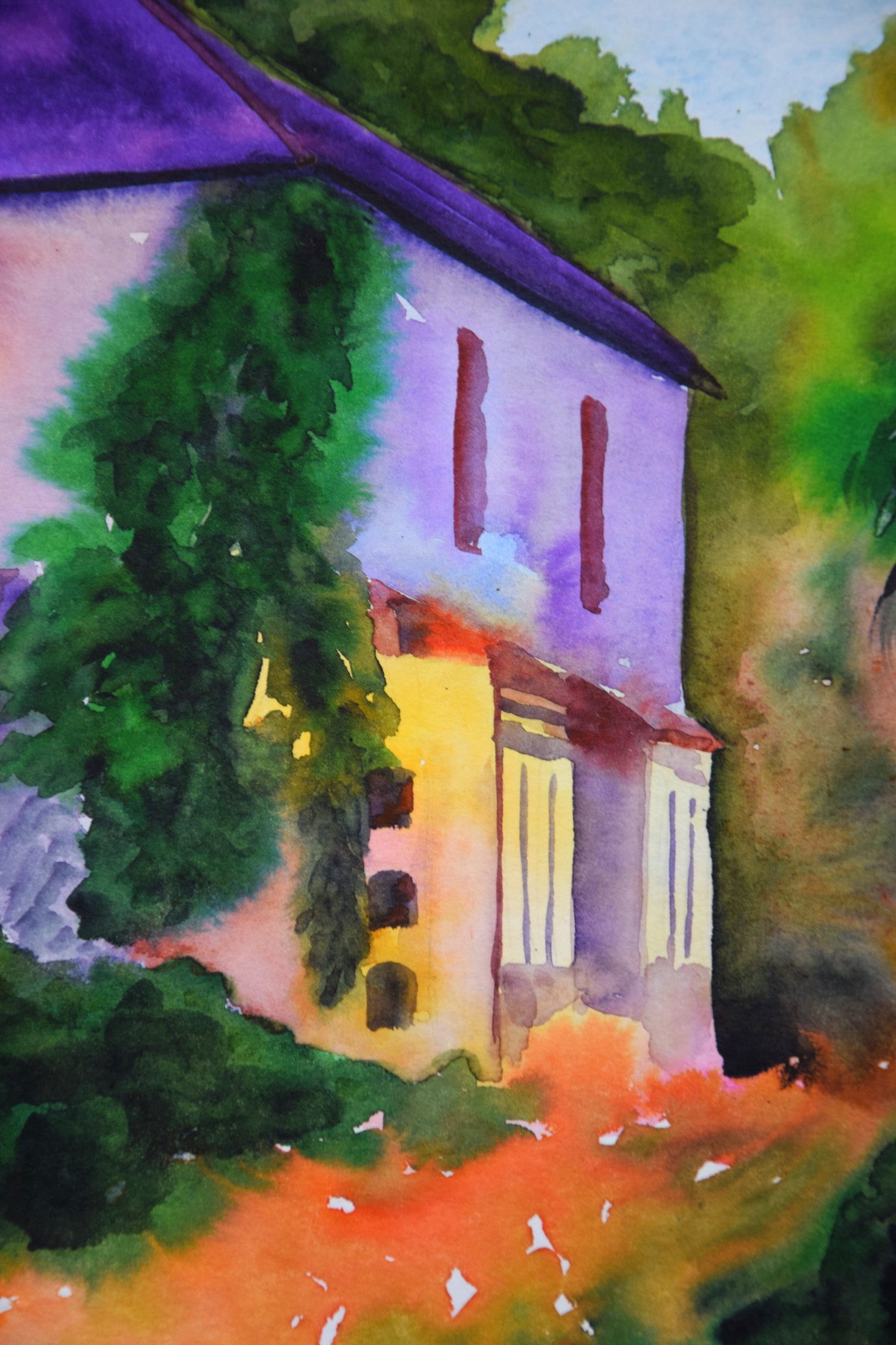 Cottagecore Painting Sunset Garden Original Watercolor - Etsy