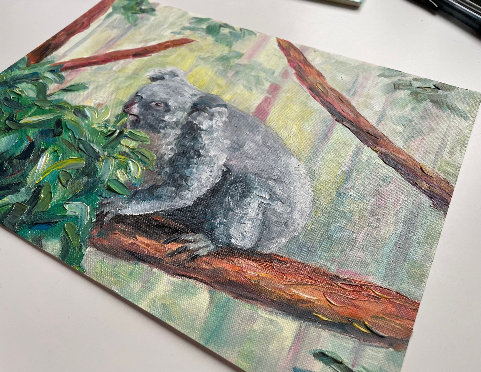 Koala Oil Painting Cute Bear Original Artwork Australia Wall - Etsy