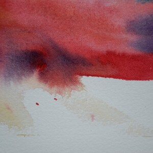 Abstract Sunset Print, Red Sun Poster, Minimalist Landscape Watercolor ...