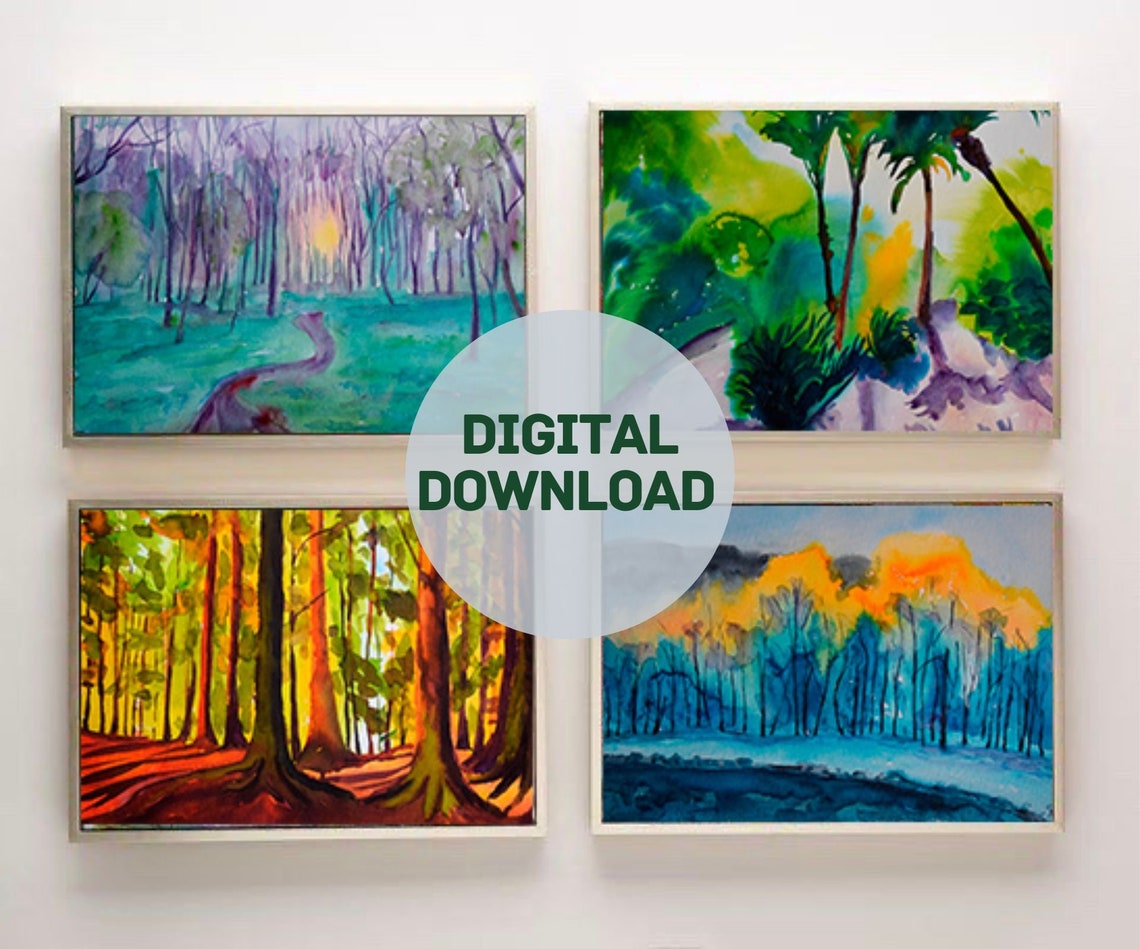 Printable Wall Art Four Seasons Prints Forest Poster Set - Etsy