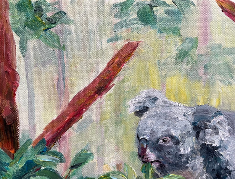 Koala Oil Painting Cute Bear Original Artwork Australia Wall - Etsy