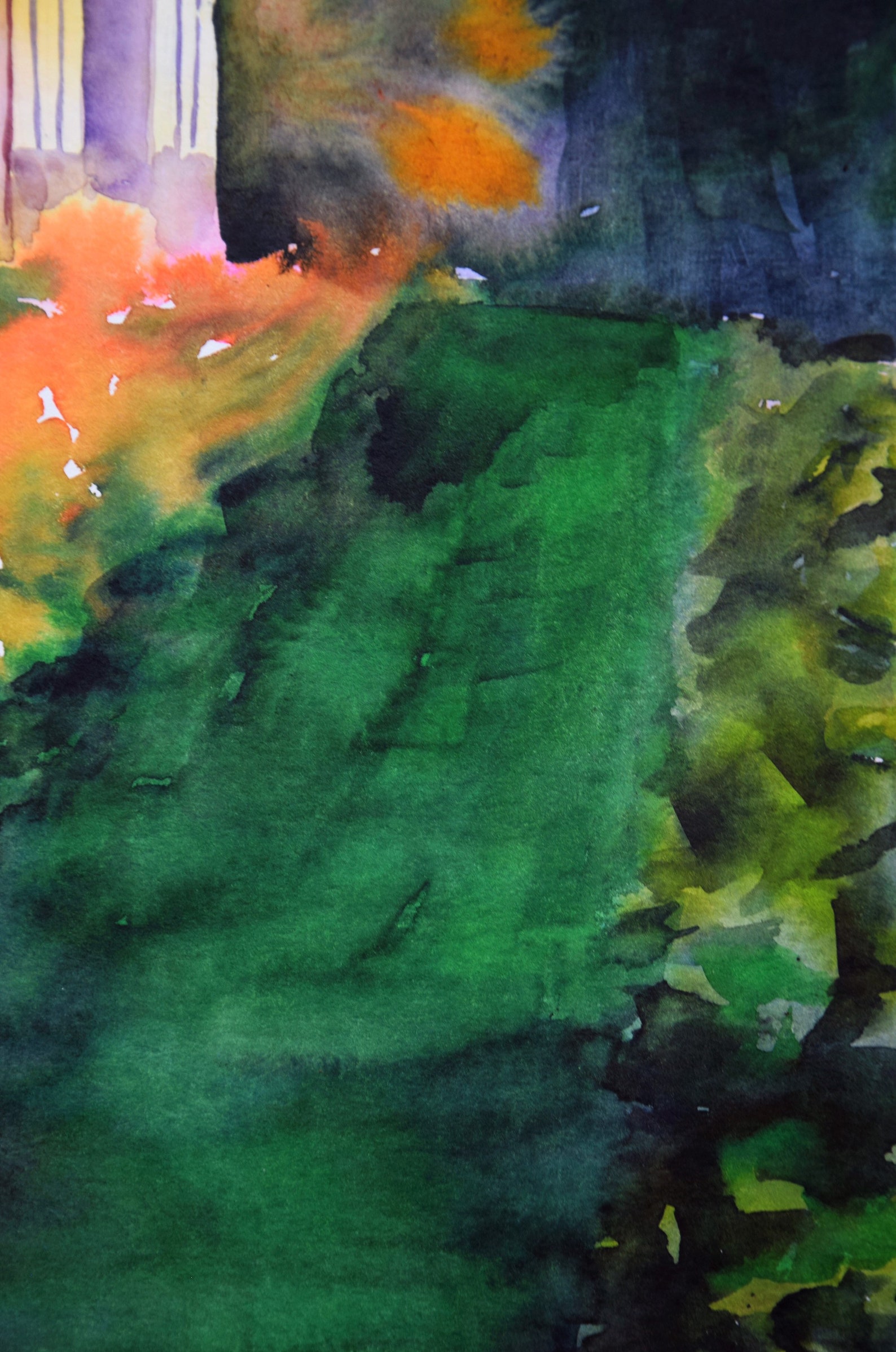 Cottagecore Painting Sunset Garden Original Watercolor - Etsy