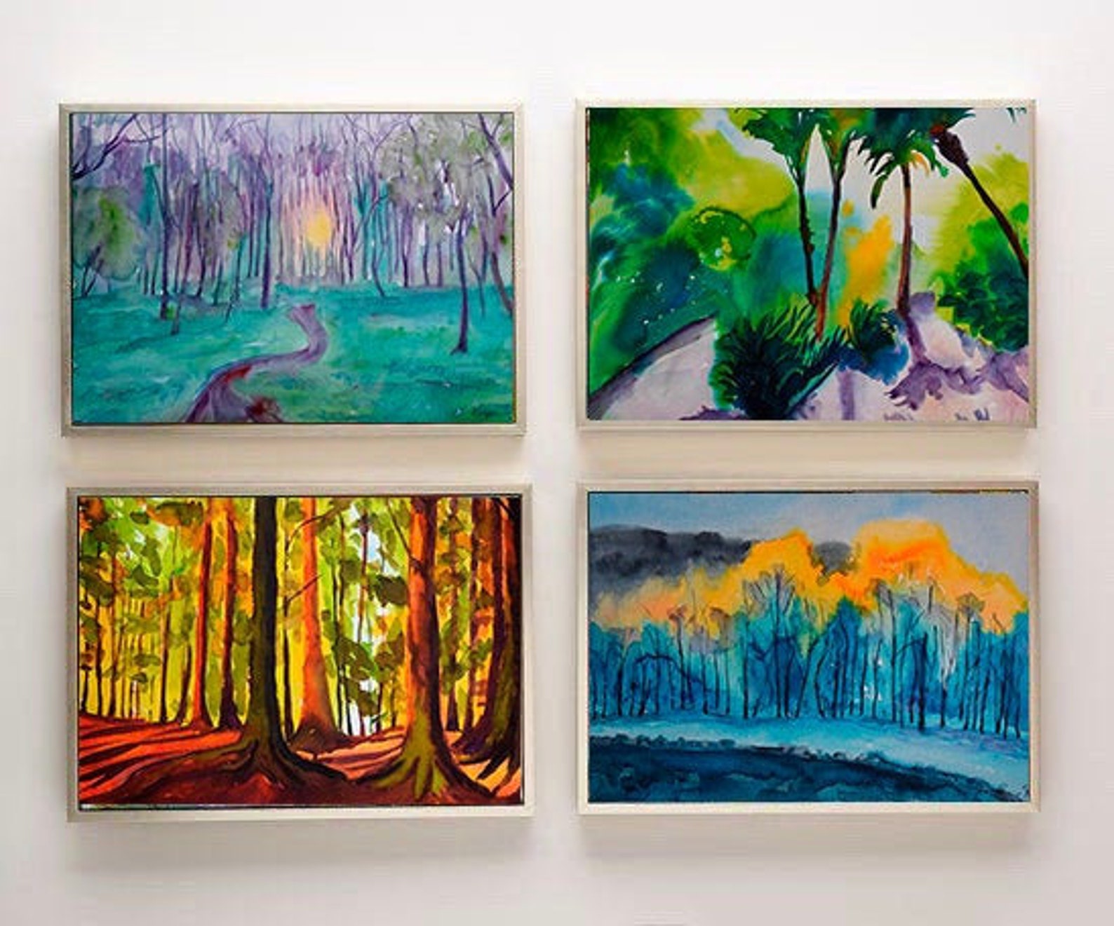 Printable Wall Art Four Seasons Prints Forest Poster Set - Etsy