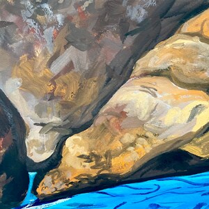 Ocean Gouache Painting, Sea Water Original Artwork, Coastal Wall Art by ...