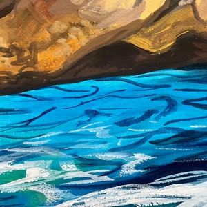 Ocean Gouache Painting, Sea Water Original Artwork, Coastal Wall Art by ...