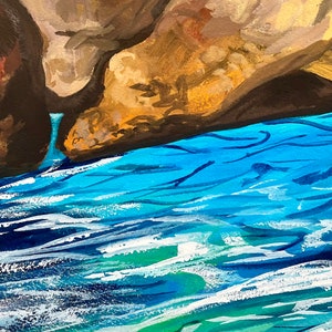 Ocean Gouache Painting, Sea Water Original Artwork, Coastal Wall Art by ...