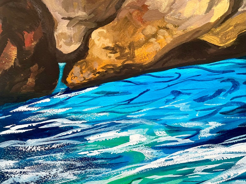 Ocean Gouache Painting Sea Water Original Artwork Coastal - Etsy