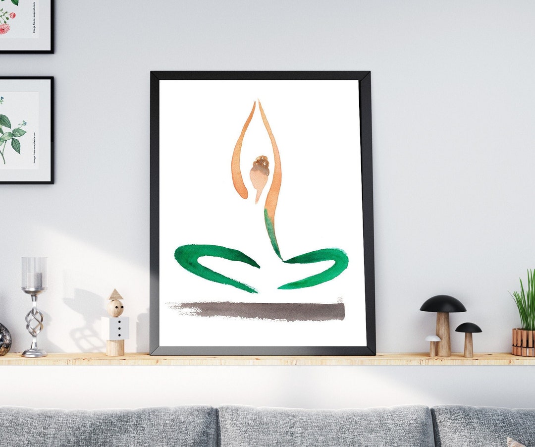 Abstract Yoga Art Print: Zen Watercolor Painting, Spiritual Wall Decor ...