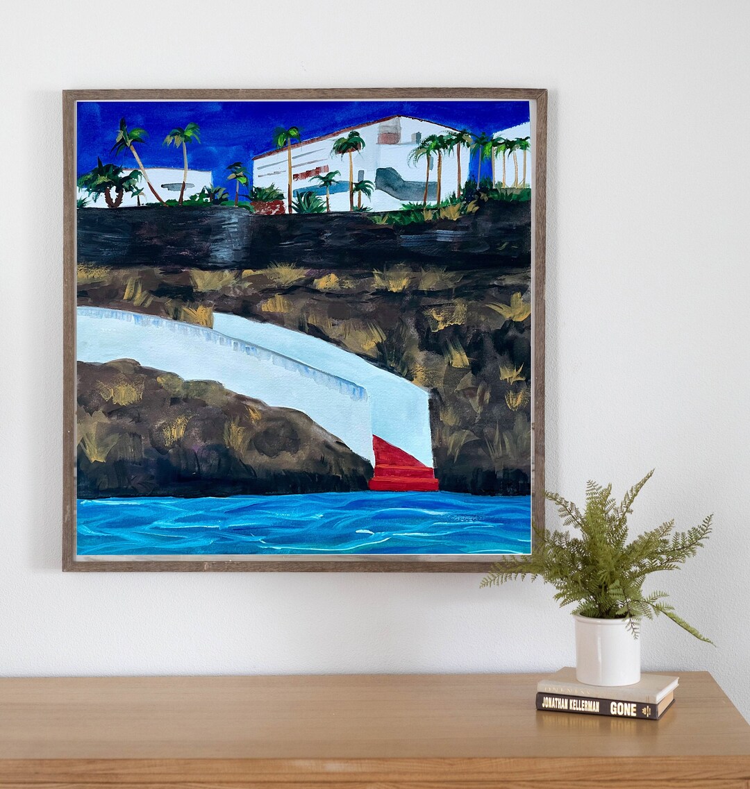 Ocean Gouache Painting, Coastal Landscape Original Painting, Spain ...