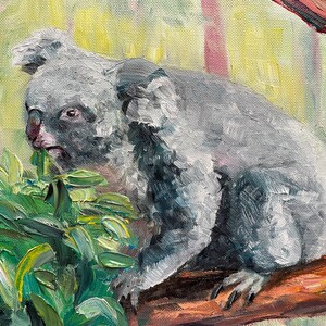Koala Oil Painting, Cute Bear Original Artwork, Australia Wall Art ...