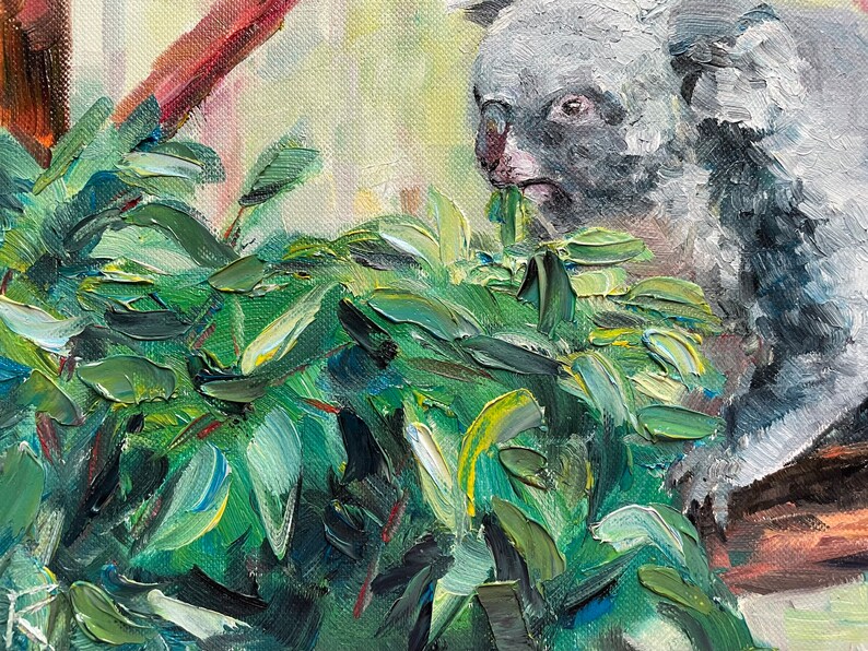 Koala Oil Painting Cute Bear Original Artwork Australia Wall - Etsy