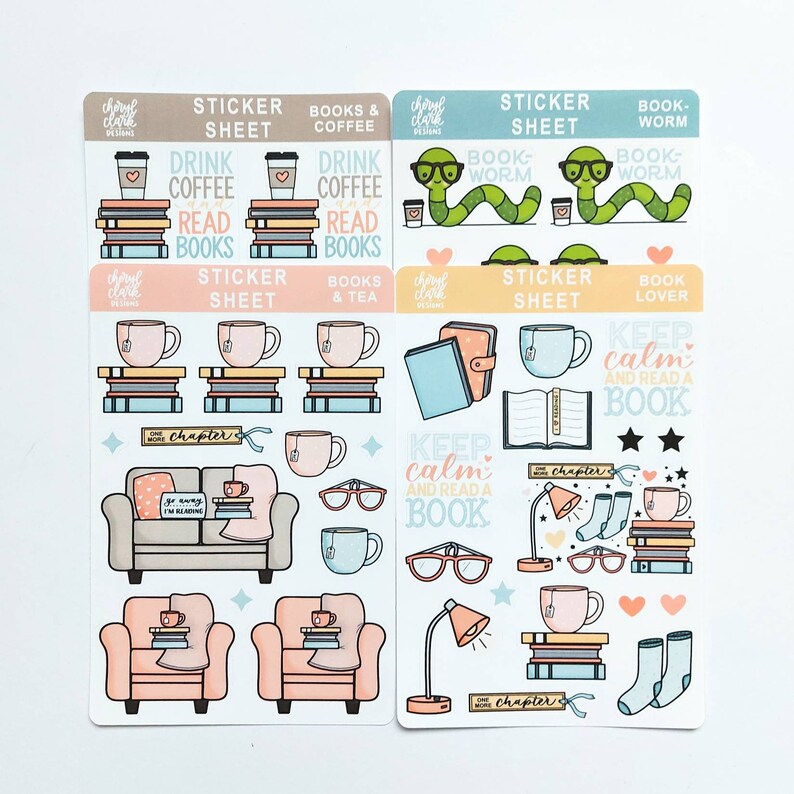 Book Lovers Sticker Bundle / Reading Theme Stickers / Bookworm - Etsy