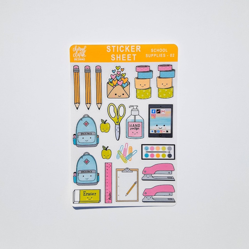 School Supply Stickers / Planner Stickers / Sticker Sheet / | Etsy