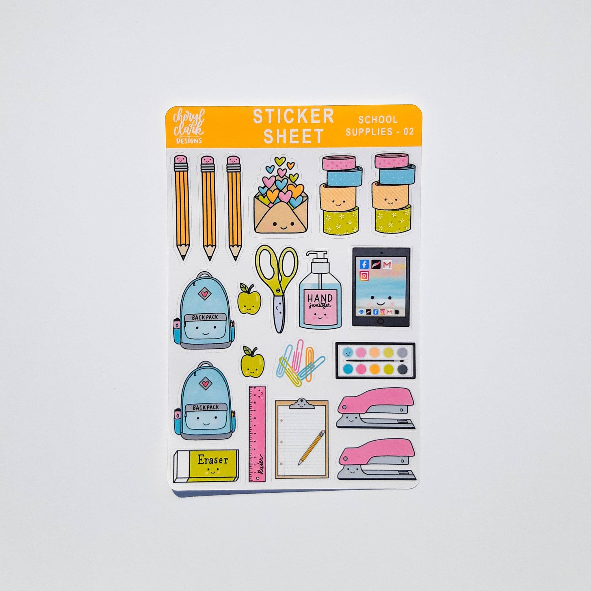 School Supply Stickers / Planner Stickers / Sticker Sheet / | Etsy