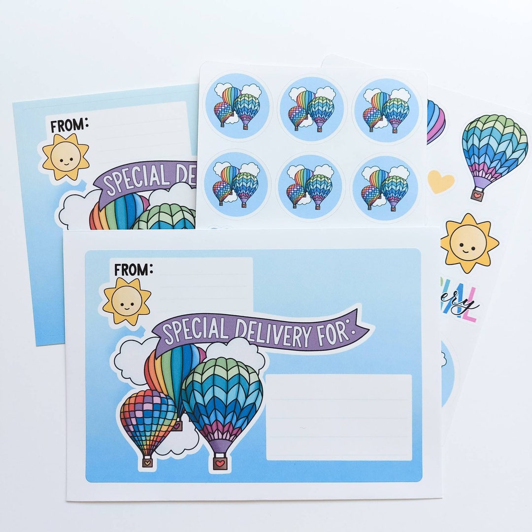 Hot Air Balloon Address Label Stickers / Pen Pal Happy Mail Stickers ...