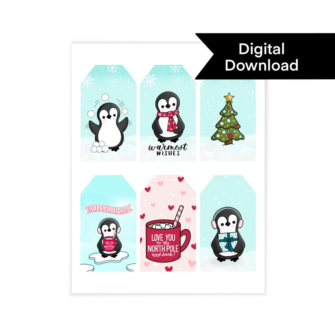 Penguin Holiday Gift Tags / Christmas Tags / Printable Gift Tags ...
